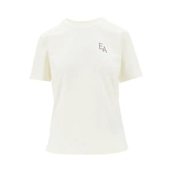 Emporio Armani Cotton Jersey T-shirt With Graphic And Logo Prints - Beige