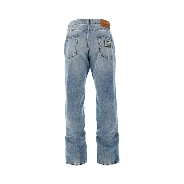 Dolce & Gabbana Classic Fit Denim Jeans With Logo Plate - Blue