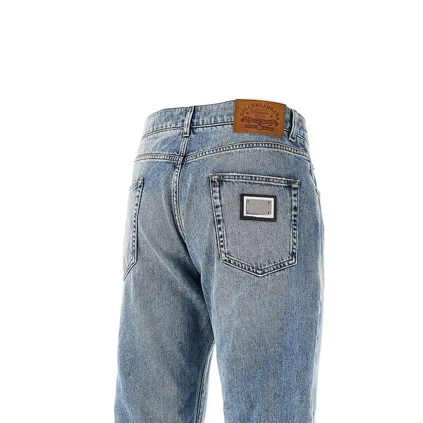 Dolce & Gabbana Classic Fit Denim Jeans With Logo Plate - Blue