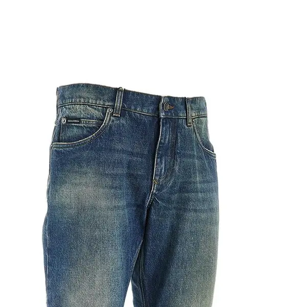 Dolce & Gabbana Regular Fit Jeans With Logo Plate - Blue