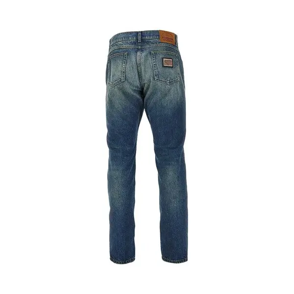 Dolce & Gabbana Regular Fit Jeans With Logo Plate - Blue