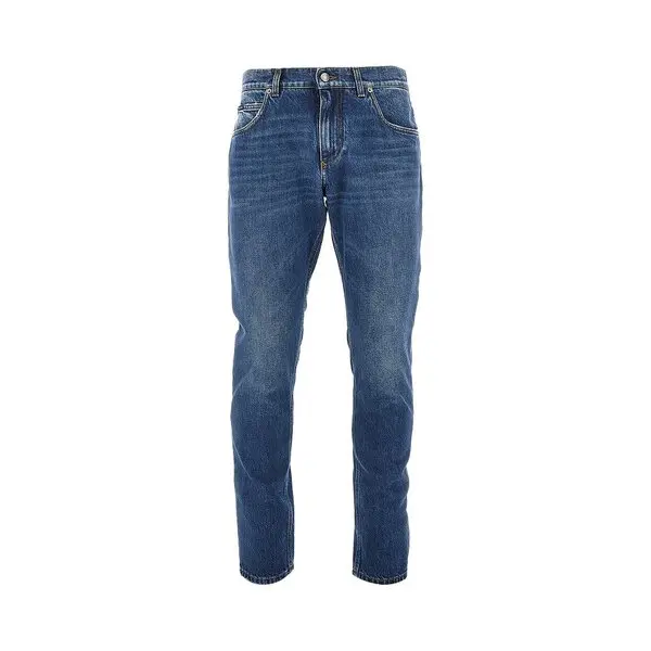 Dolce & Gabbana Regular Fit Jeans With Logo Plate