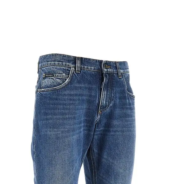Dolce & Gabbana Regular Fit Jeans With Logo Plate