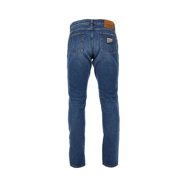 Dolce & Gabbana Regular Fit Jeans With Logo Plate