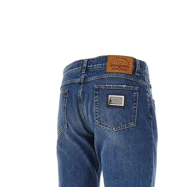 Dolce & Gabbana Regular Fit Jeans With Logo Plate