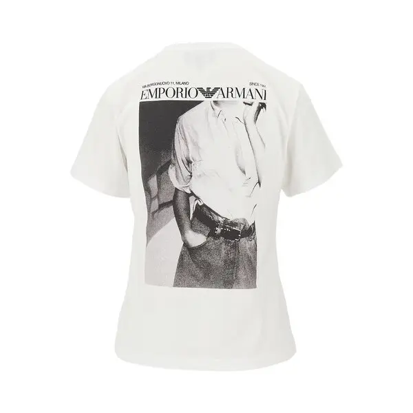 Emporio Armani Short-sleeved Organic Cotton T-shirt With Photographic Print