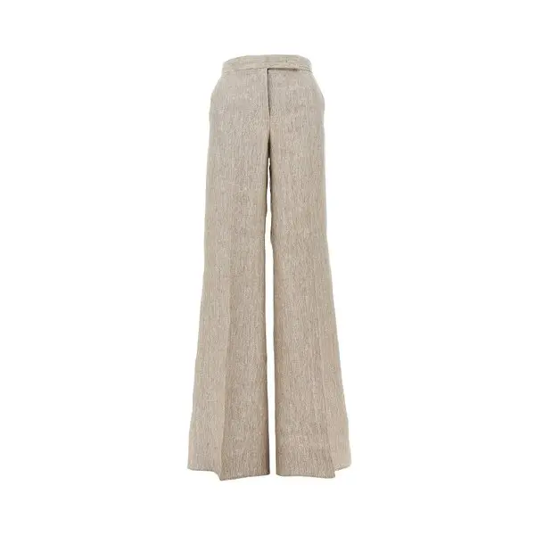 Max Mara Chevron Linen Batavia Wide-leg Trousers