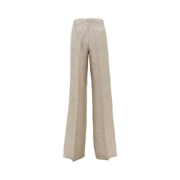Max Mara Chevron Linen Batavia Wide-leg Trousers