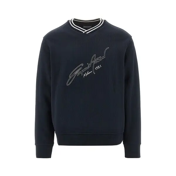 Emporio Armani Crewneck Sweatshirt With Logo Embroidery - Blue