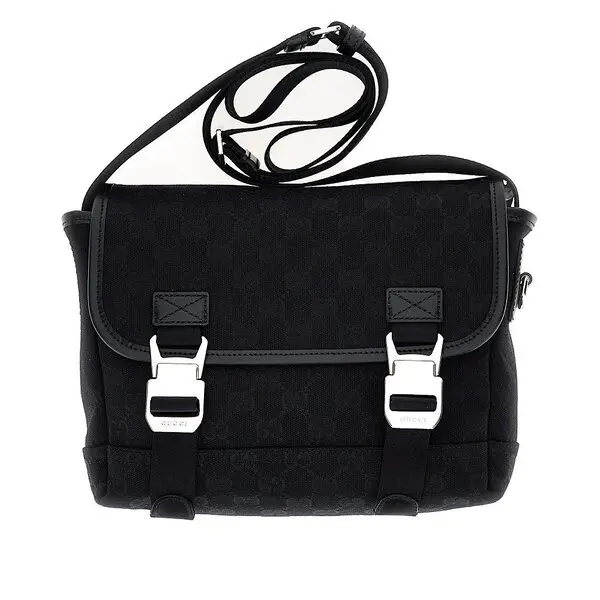 Gucci Gg Fabric Small Crossbody Bag With Leather Details - Black