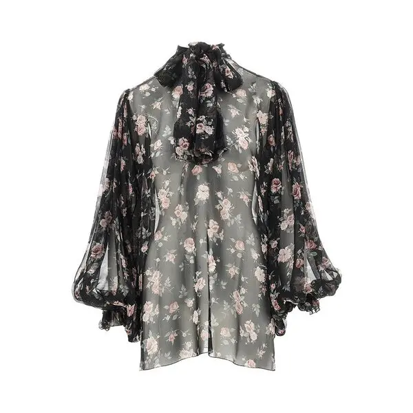 Dolce & Gabbana Vintage Roses Print Chiffon Blouse