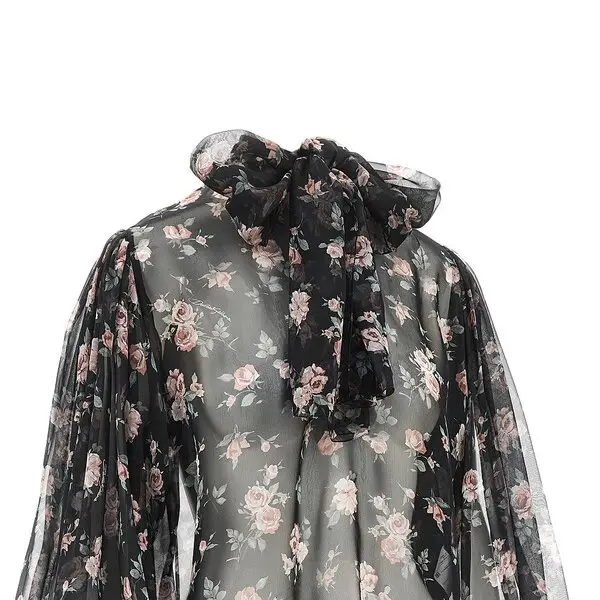 Dolce & Gabbana Vintage Roses Print Chiffon Blouse