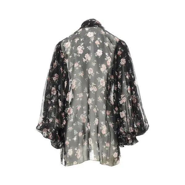 Dolce & Gabbana Vintage Roses Print Chiffon Blouse