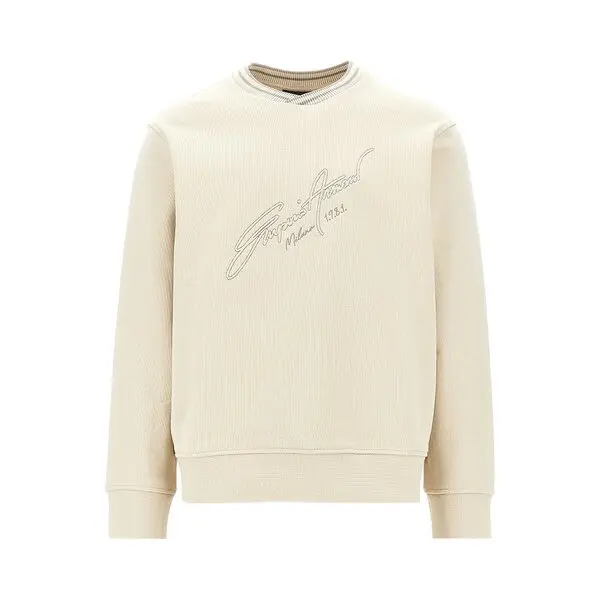 Emporio Armani Logo Embroidery Crewneck Sweatshirt - Beige
