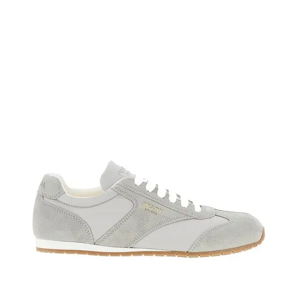 Prada Suede And Re-nylon Lace-up Sneakers - Grey
