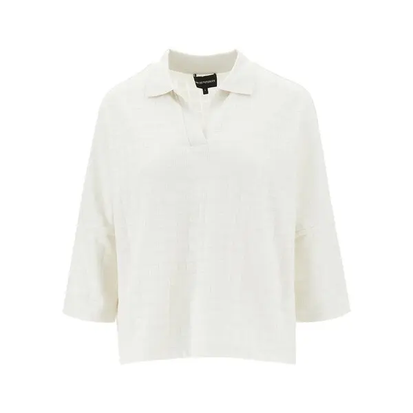 Emporio Armani Jacquard Knit Polo Shirt - White