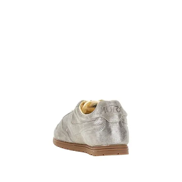 AUTRY Windspin Laminated Leather Sneakers - Silver