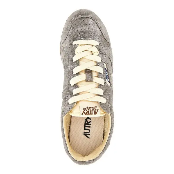 AUTRY Windspin Laminated Leather Sneakers - Silver