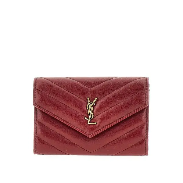 Saint Laurent Quilted Nappa Leather 'cassandre' Wallet - Red