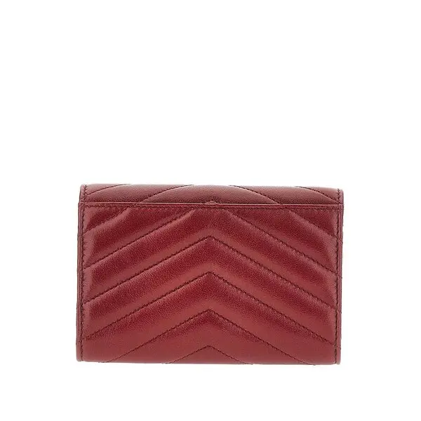 Saint Laurent Quilted Nappa Leather 'cassandre' Wallet - Red
