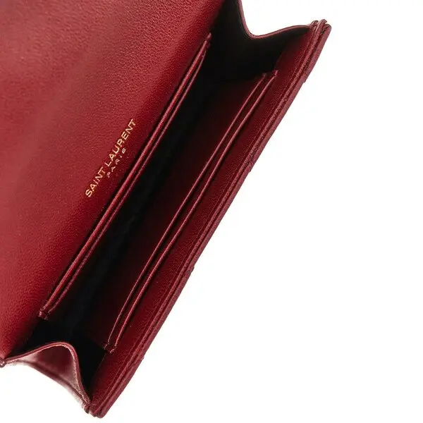 Saint Laurent Quilted Nappa Leather 'cassandre' Wallet - Red