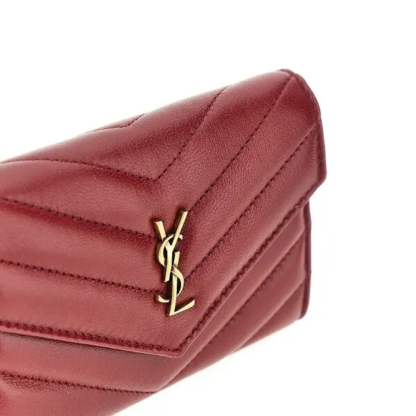 Saint Laurent Quilted Nappa Leather 'cassandre' Wallet - Red