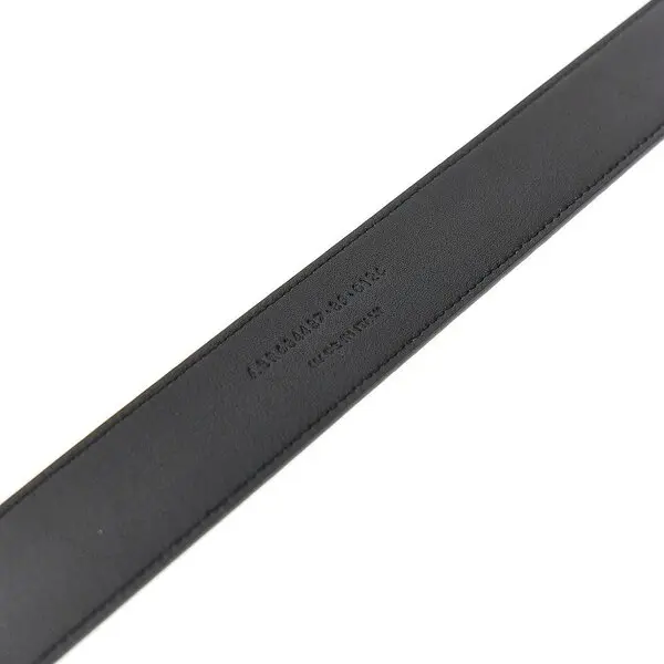 Saint Laurent Cassandre Grained Leather Belt - Black
