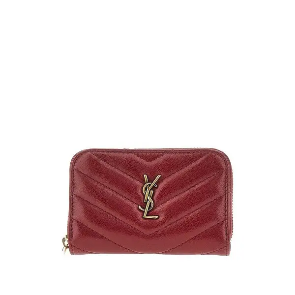 Saint Laurent Leather 'cassandre' Zip-around Wallet - Red