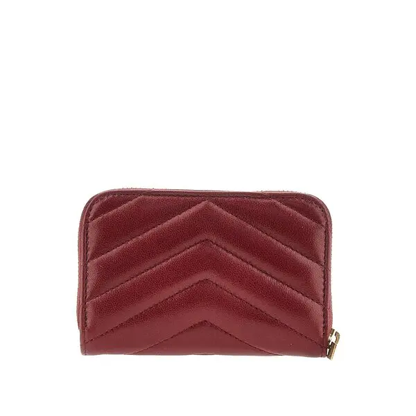Saint Laurent Leather 'cassandre' Zip-around Wallet - Red