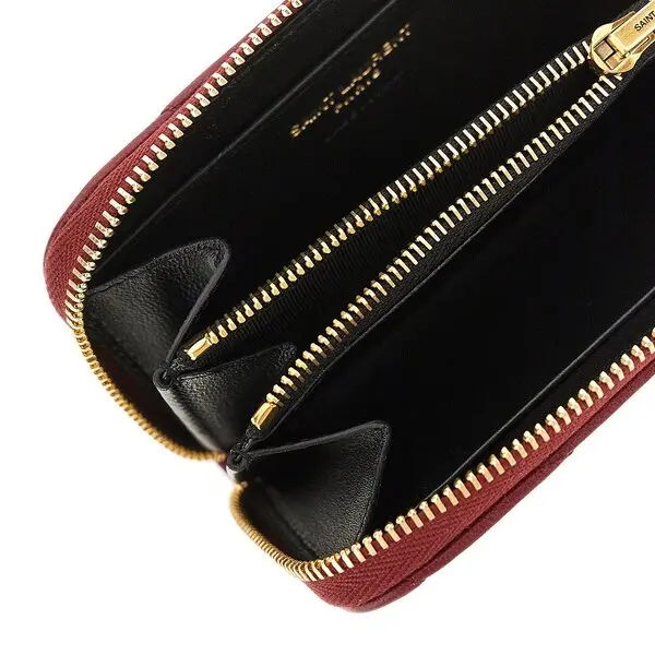 Saint Laurent Leather 'cassandre' Zip-around Wallet - Red
