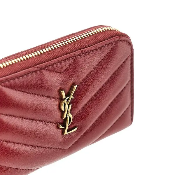 Saint Laurent Leather 'cassandre' Zip-around Wallet - Red