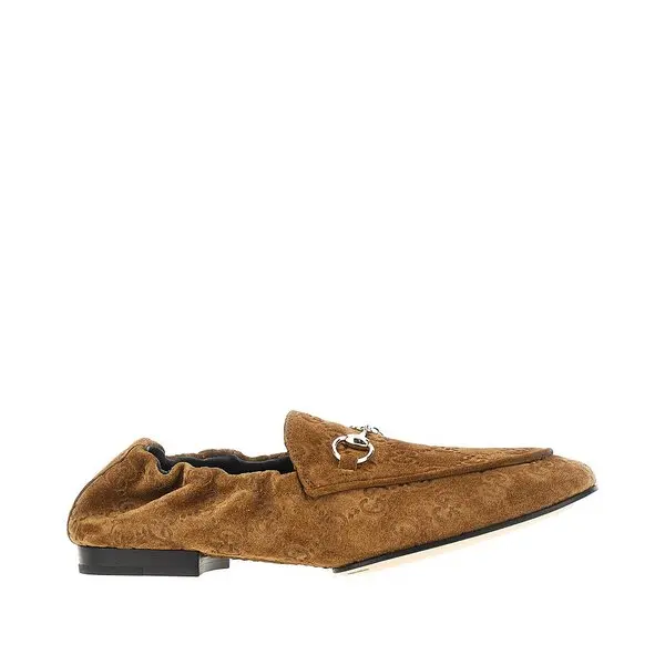 Gucci Suede Leather Jordaan Loafers With Horsebit Detail - Brown