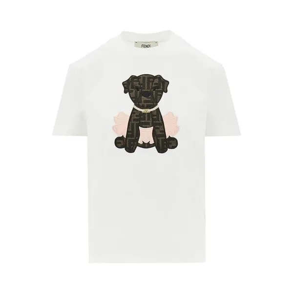 Fendi Cotton T-shirt With Ff Dog Patch