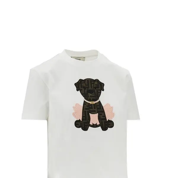 Fendi Cotton T-shirt With Ff Dog Patch