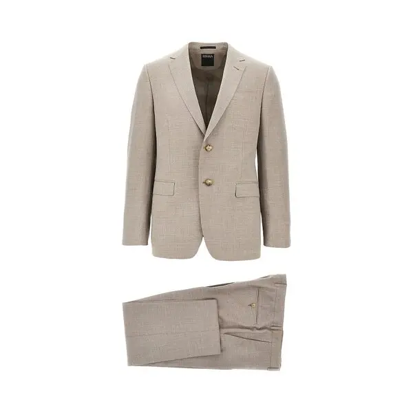 Zegna Wool And Linen Twill Tailored Suit