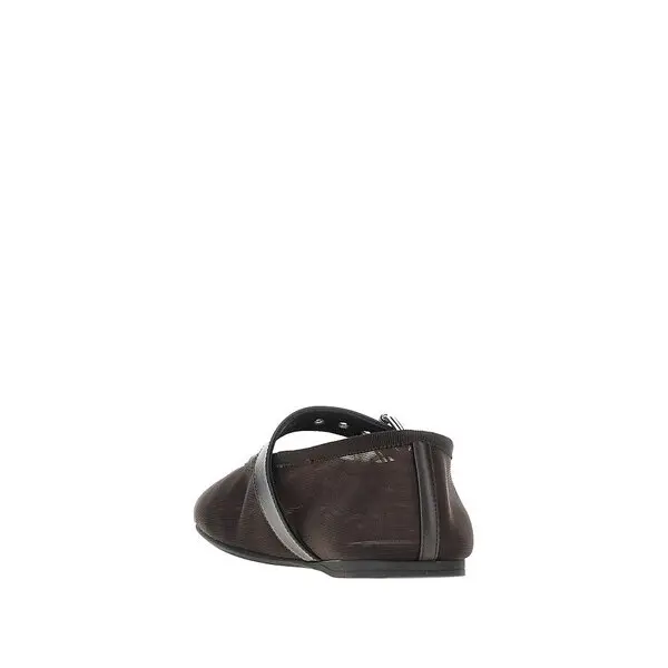 Miu Miu Mesh Ballet Flats With Buckled Strap - Black