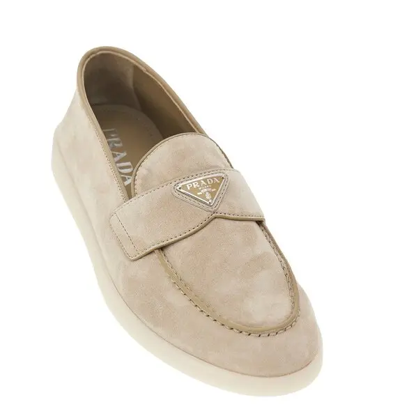 Prada Suede Leather Loafers - Beige