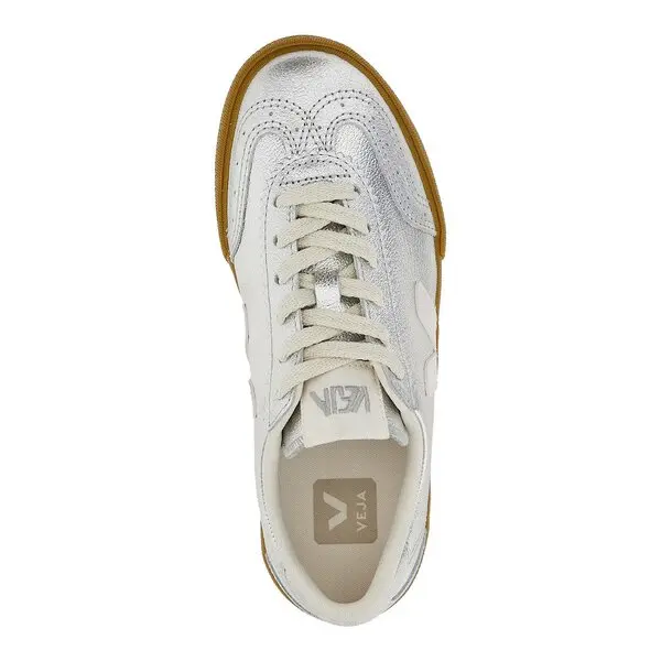 VEJA Metallic Leather Volley Sneakers - Silver