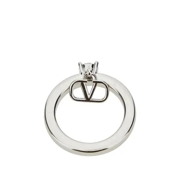 Valentino Garavani Mini Vlogo Signature Ring With Crystal - Silver