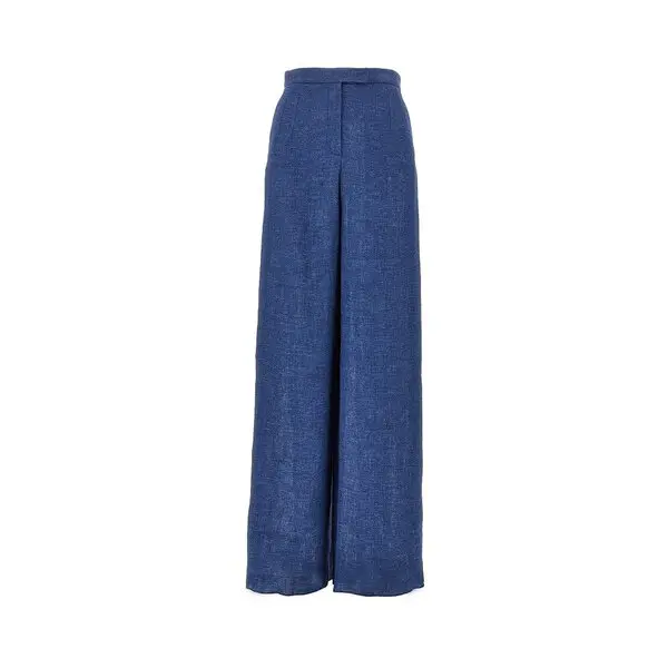 Emporio Armani Chambray Wide Leg Pants - Blue