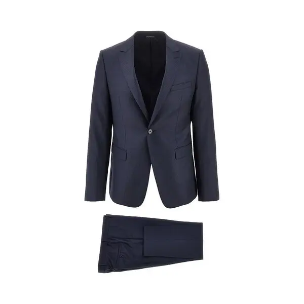 Emporio Armani Jacquard Wool David Line Suit - Blue