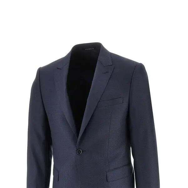 Emporio Armani Jacquard Wool David Line Suit - Blue