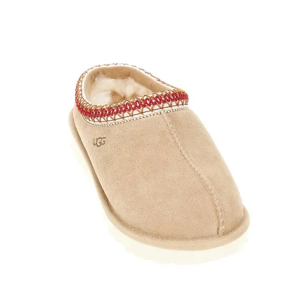 UGG Tasman Suede Slippers With Wool Lining - Beige