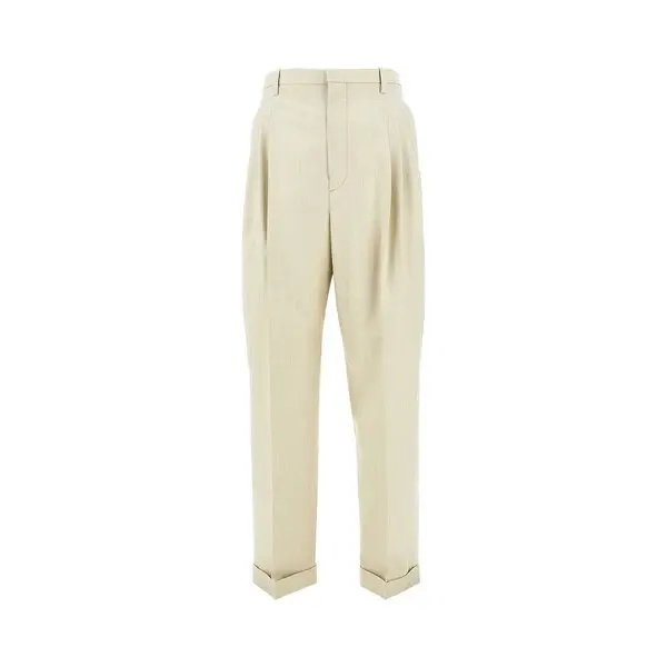 Bottega Veneta Mélange Wool And Cotton Blend Tapered Leg Pants