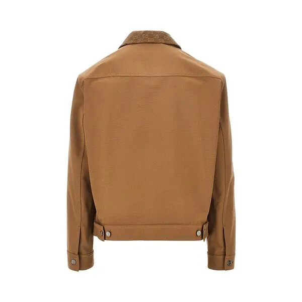 Gucci Canvas Jacket With Corduroy Gg Motif Details