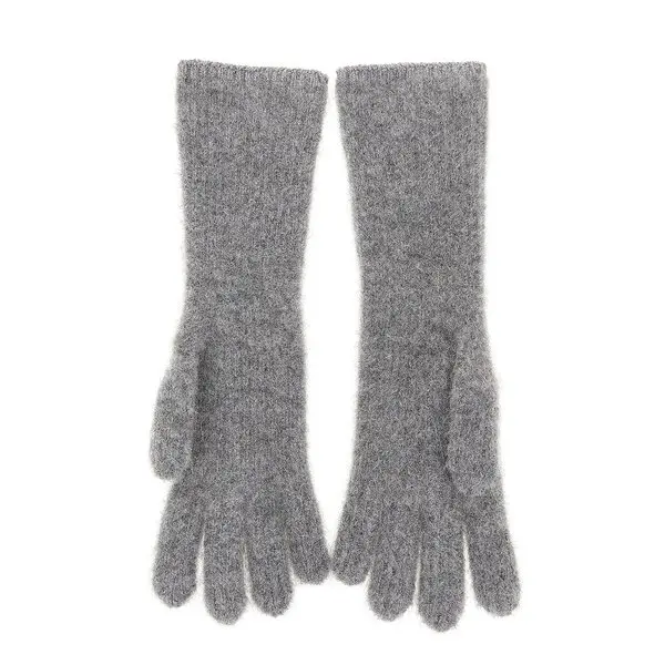 Jacquemus Alpaca Blend Ribbed Gloves With Grosgrain Label - Grey