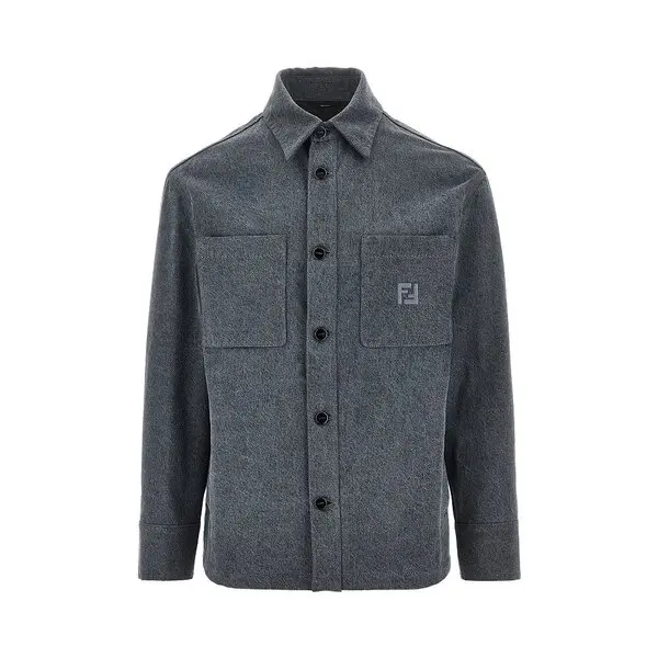 Fendi Stone-washed Denim Overshirt - Grey