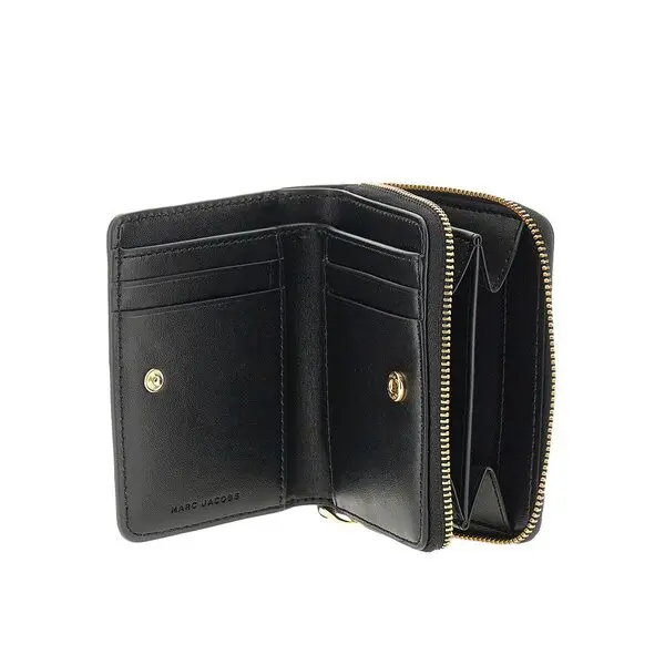Marc Jacobs Grained Leather Mini Compact Wallet - Black