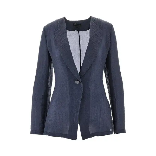 Emporio Armani Tecno Creponne Single-breasted Blazer - Blue