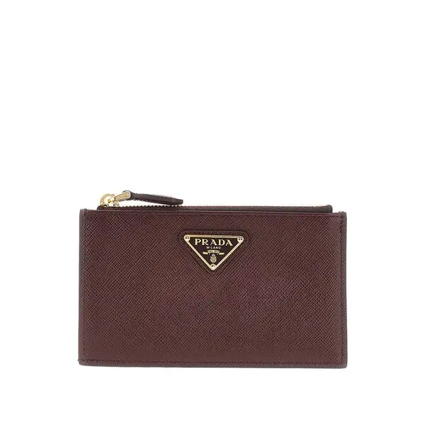Prada Saffiano Leather Cardholder Pouch - Red